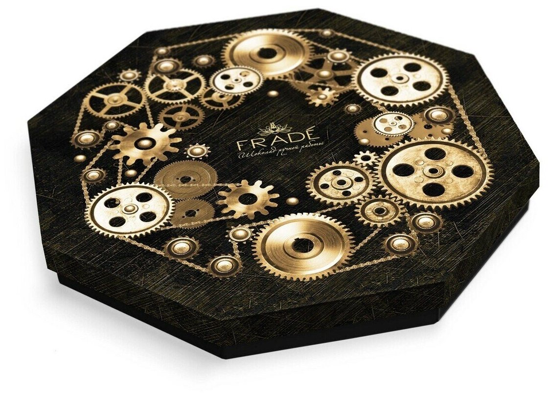 Коробка шоколадных конфет ручной работы Фраде - восьмигранник (на 37 конфет) (механизм золотой)