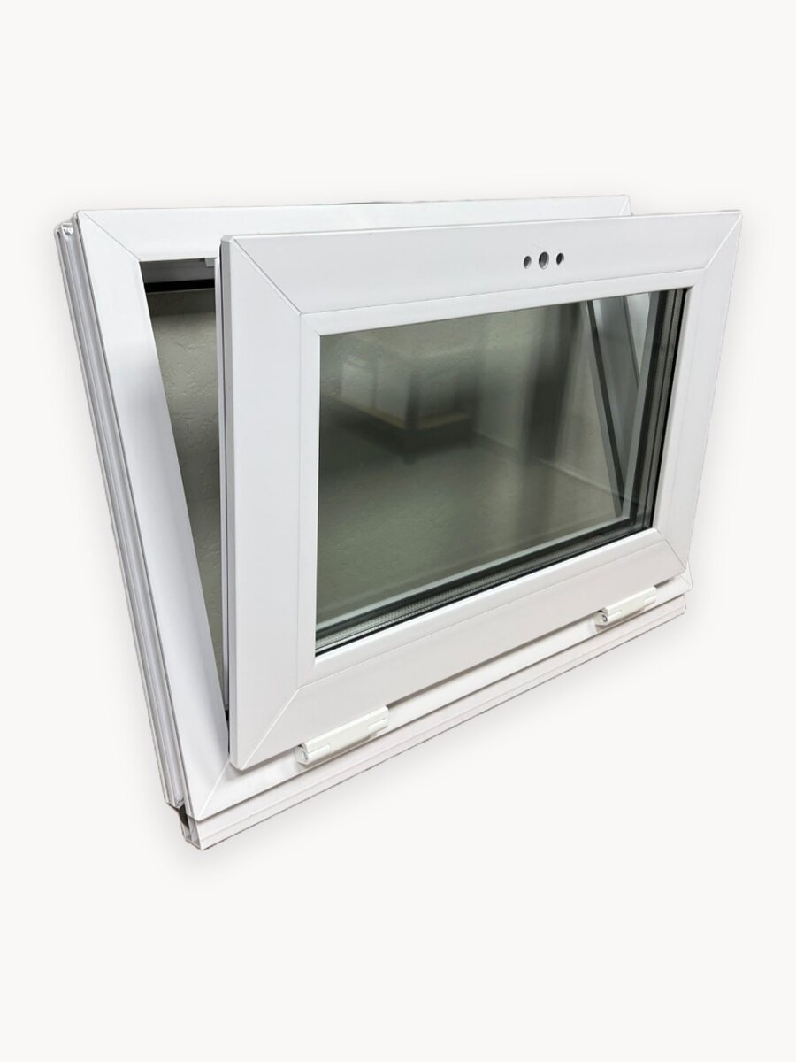 Окно пластиковое ПВХ, 50х70 см, откидное, двухкамерный стеклопакет, белое