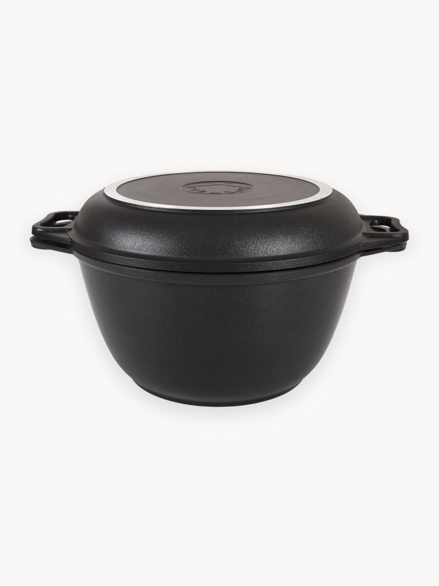 Казан для плова литой Kukmara к34а 3 л. с крышкой-сковородой, алюминий, А/П