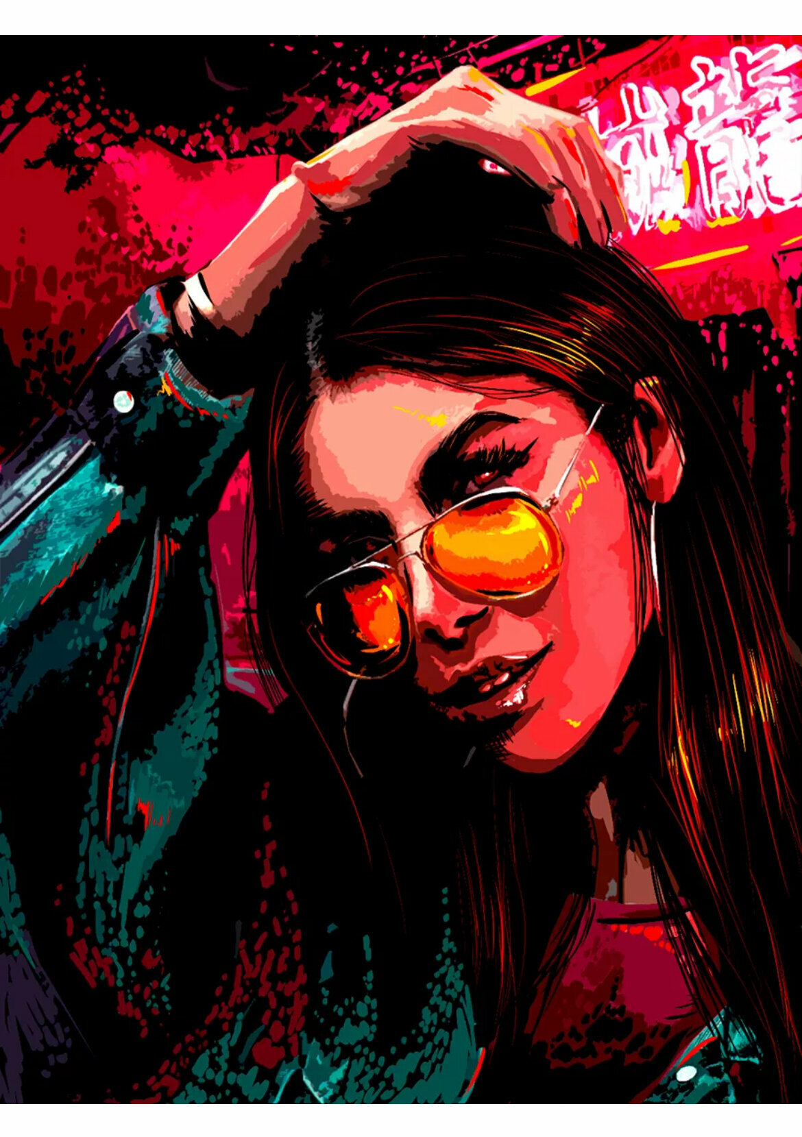 Картина по номерам "Девушка в стиле граффити" 40х50 на холсте на подрамнике