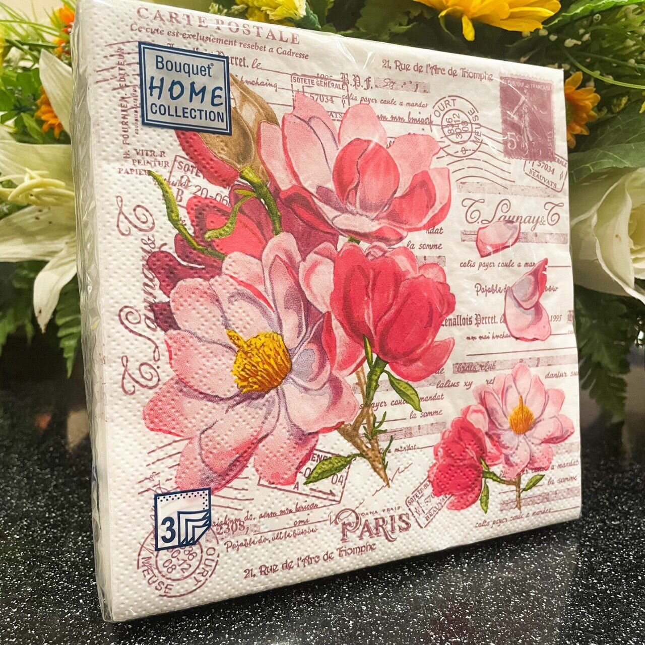 Салфетки Desna "Открытка с магнолиями", бумажные, для сервировки, 33х33см, с рисунком