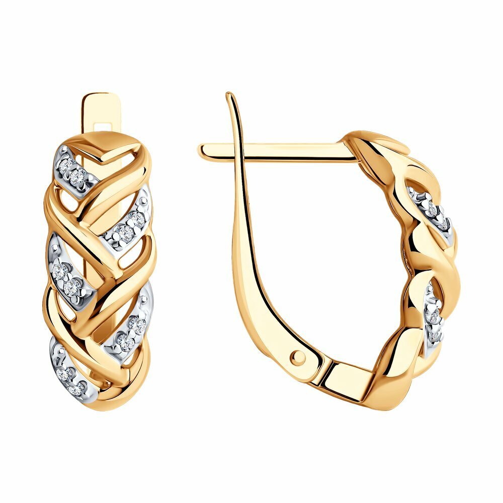 Серьги SOKOLOV, серебро, 925 проба, золочение, фианит