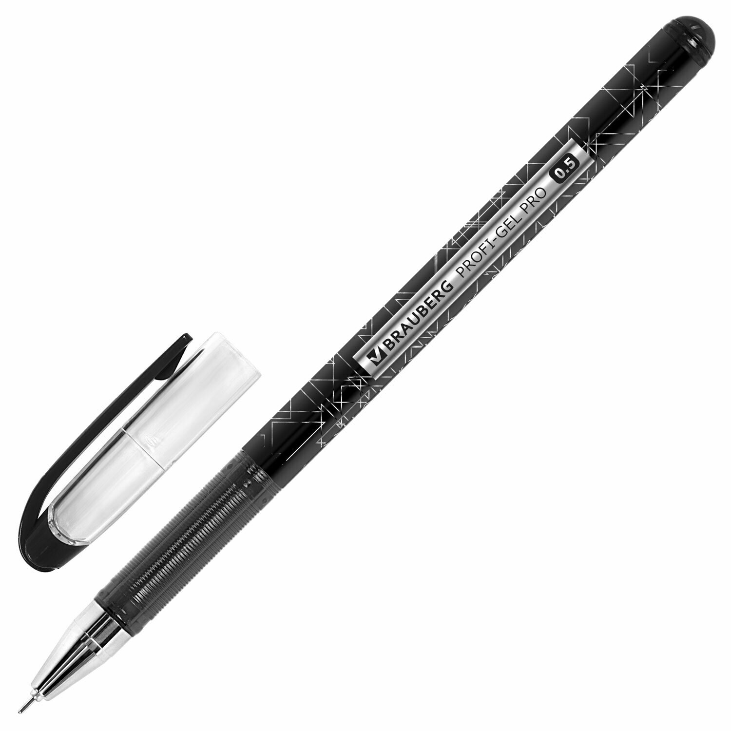 Ручка гелевая BRAUBERG "Profi-Gel PRO", черная, линия письма 0,4 мм, игольчатый наконечник 0,5 мм, печать на корпусе, комплект из 36 шт, 144124