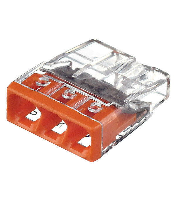 Клемма на 3 провода Wago 0,5-2,5 кв. мм самозажимная без пасты (100 шт.) (2273-203/2666) Wago 2273-203/2666