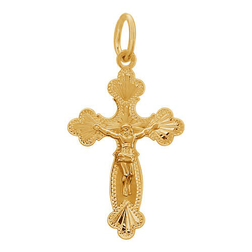 Крестик, серебро, 925 проба, золочение