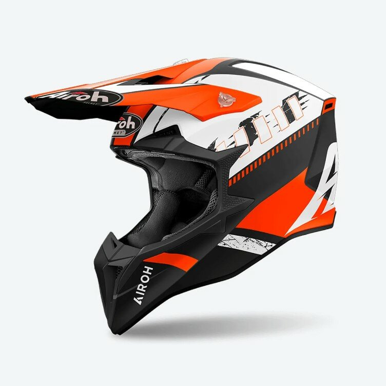 Шлем для мотокросса Airoh Wraaap Feel Orange Matt, размер XS оранжевый черный белый