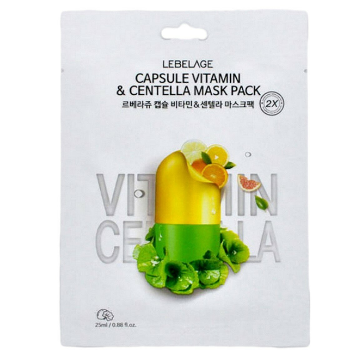 Тканевая маска для лица Lebelage с витамином и центеллой, Capsule Vitamin & Centella Mask Pack, 25 мл