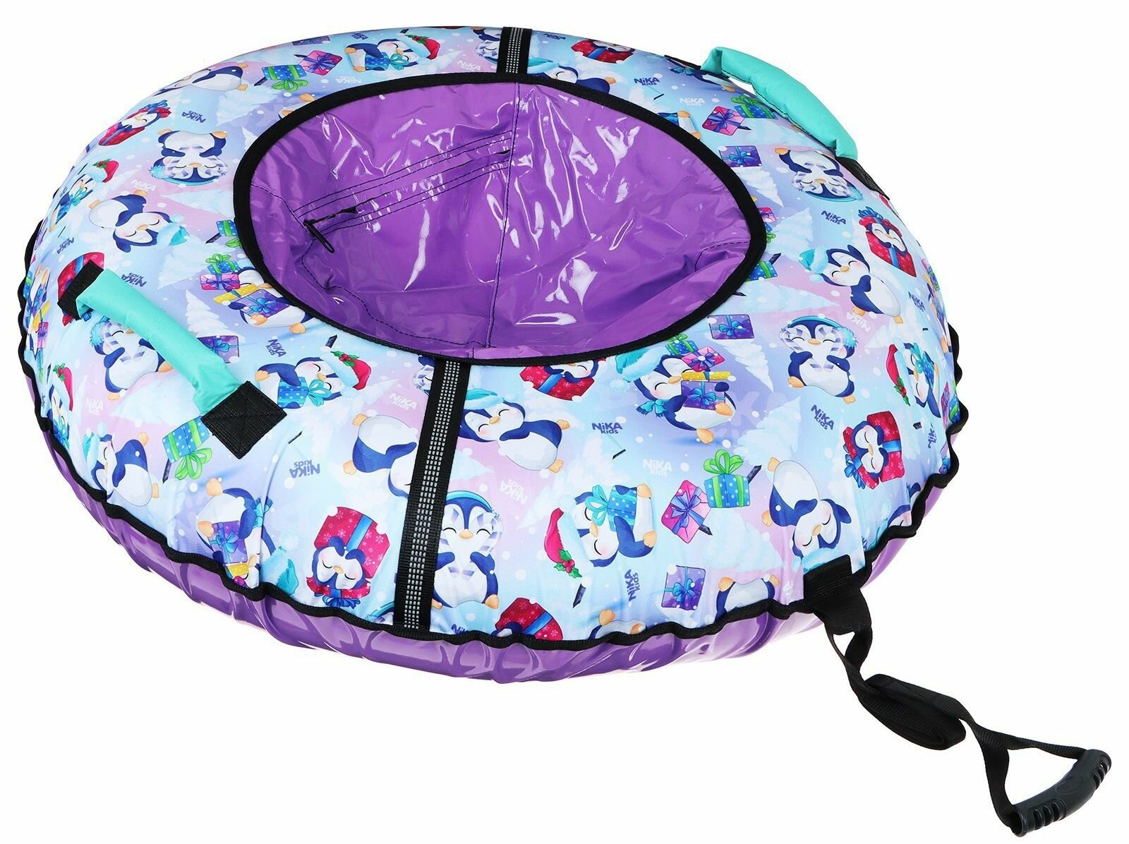 Тюбинг-ватрушка ТБ2К-95/П, надувные санки-ледянка с камерой и буксировочным тросом, бублик для катания по снегу с горки, плюшка диаметр 95 см