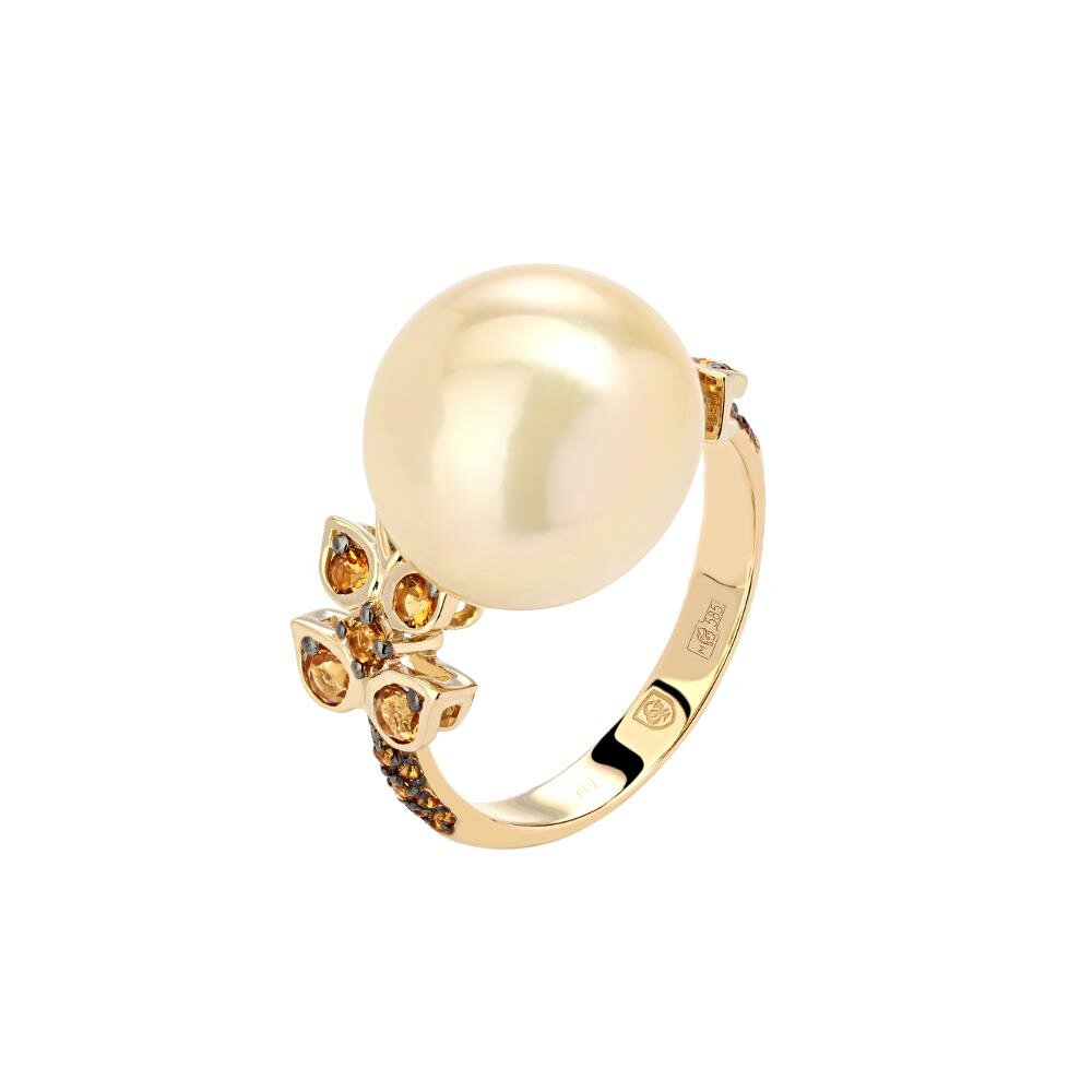 Кольцо, желтое золото, 585 проба, цитрин