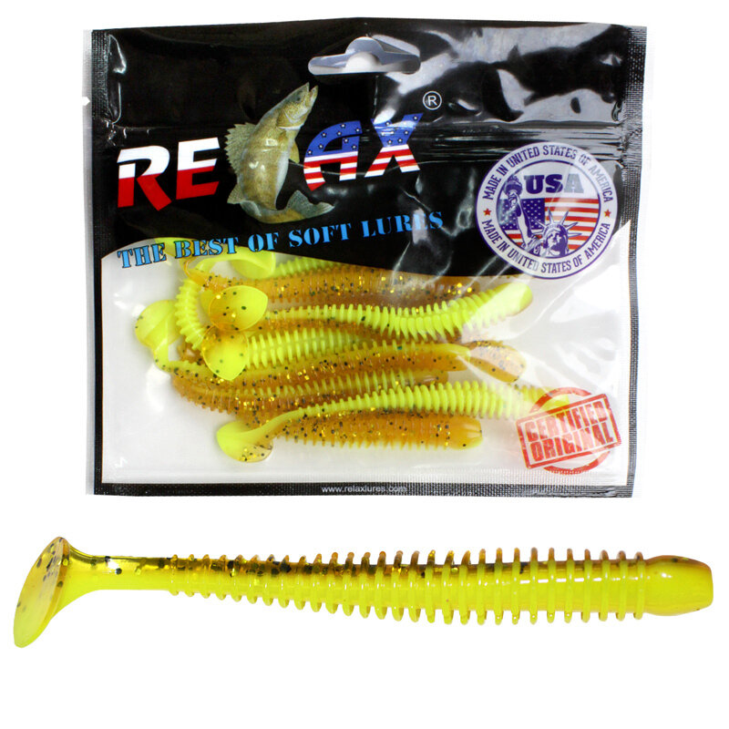 Мягкая силиконовая приманка риппер RELAX TEXAS LAMINAT 4, 10,0cm 4,1g цвет L270 (Silk, Rootbeer-gold, Black, Laminated), 1 уп. по 10 шт.