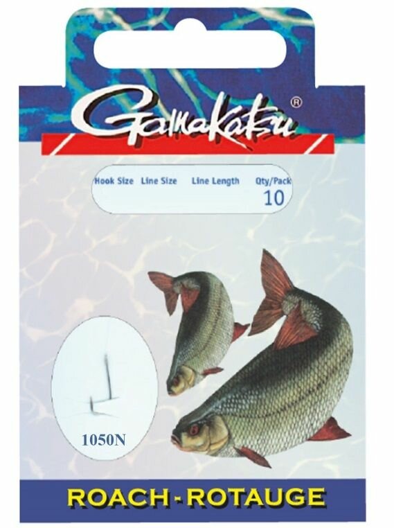 Крючок с поводком для рыбалки Gamakatsu BKS-1050N (ROACH) №14, леска 0,10mm - 45cm ( упк. по 10шт.)