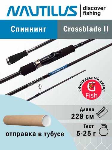 Спиннинг для рыбалки Nautilus Crossblade II CBS-II-762M 228см 5-25гр ...