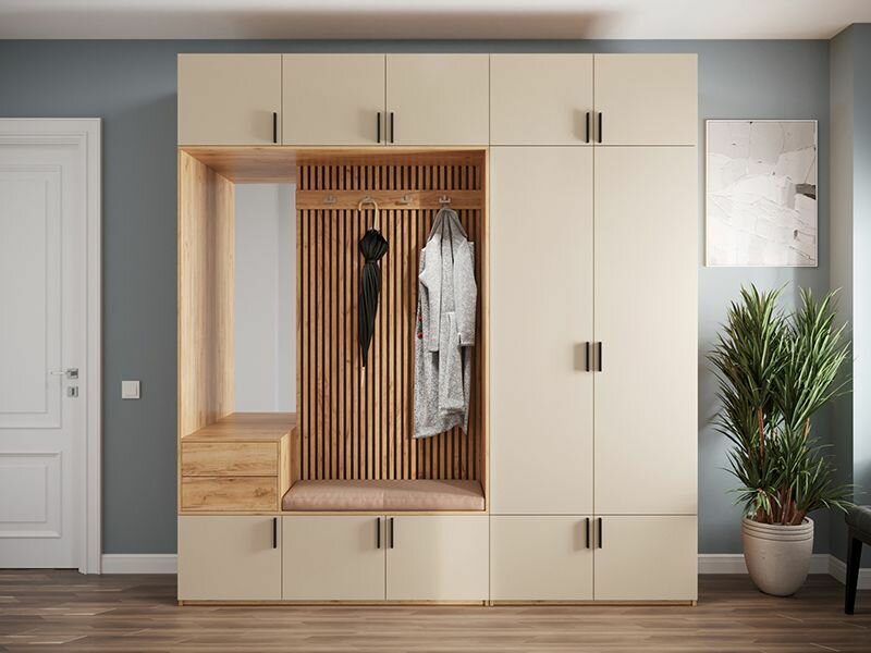 Прихожая в коридор "Дуглас 22" 225х240х50 Дуб крафт золотой / Бромелия