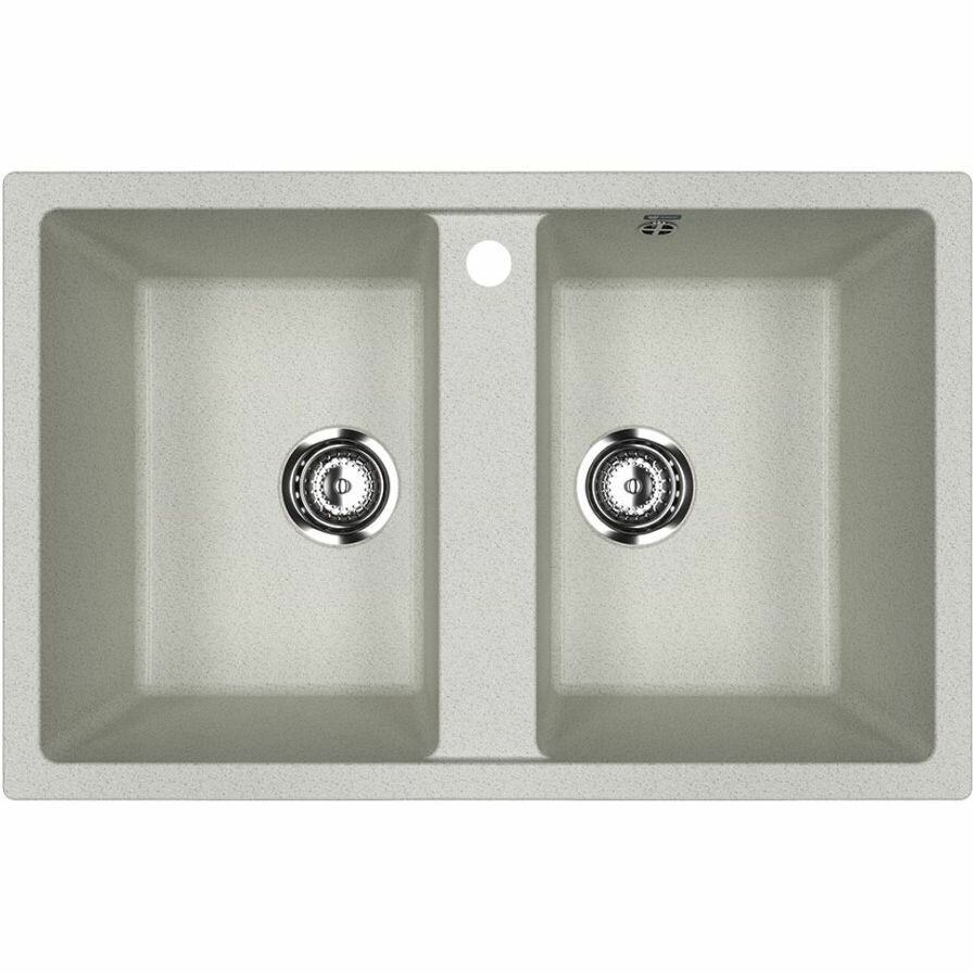 Мойка кухонная Ulgran (Улгран) из искусственного мрамора прямоугольная U-608, цвет: серый, база: 74.5х47.5 см, арт. U-608-310