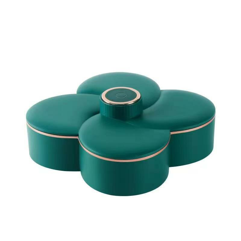 2026 Новейшая модель вращающейся фруктовой тарелки для дома, гостиной, кофейного стола, хранения конфет, семян подсолнуха, сухофруктов, коробки для фруктов с лепестками, интернет-знаменитости