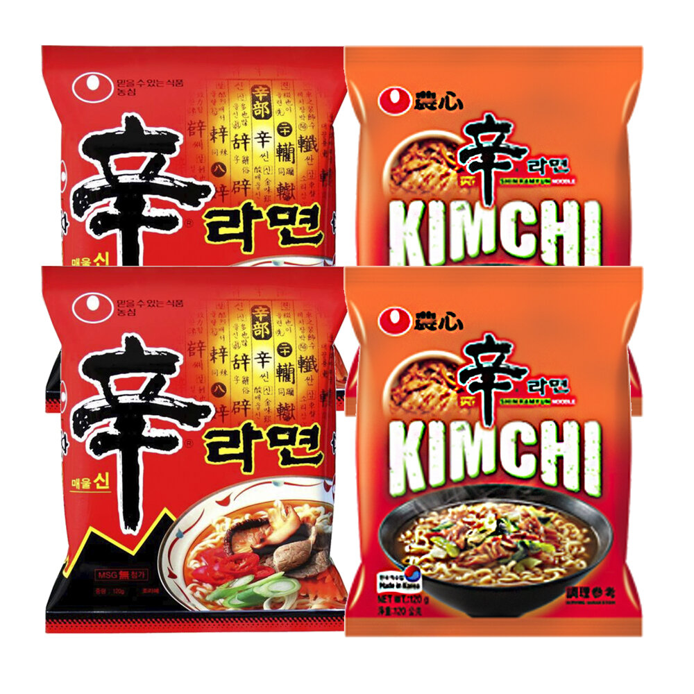 Корейская острая лапша б/п Nongshim 120г 4шт (Кимчи, Шин Рамен)