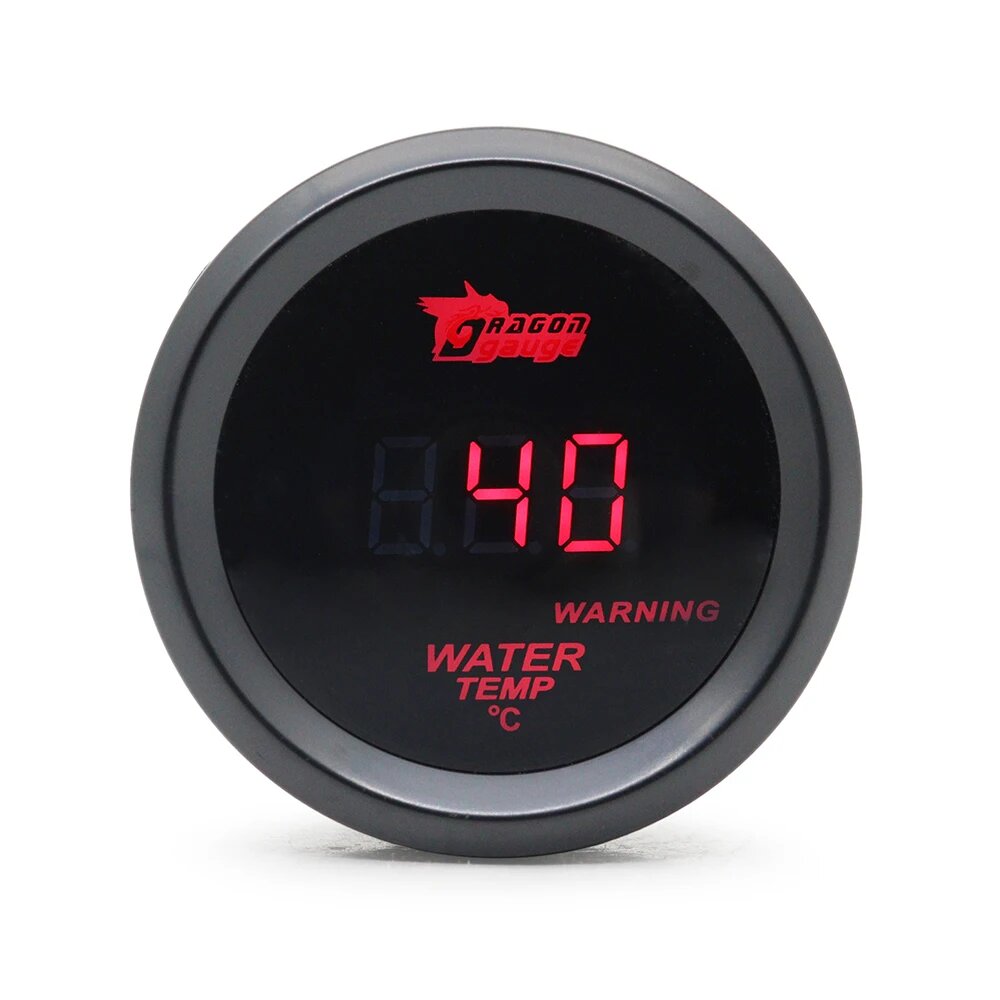 52 мм Датчик усиления/температуры воды/температуры масла/масляного пресса/напряжения/тахометра цифровой Красный светодиодный черный чехол WATER TEMP