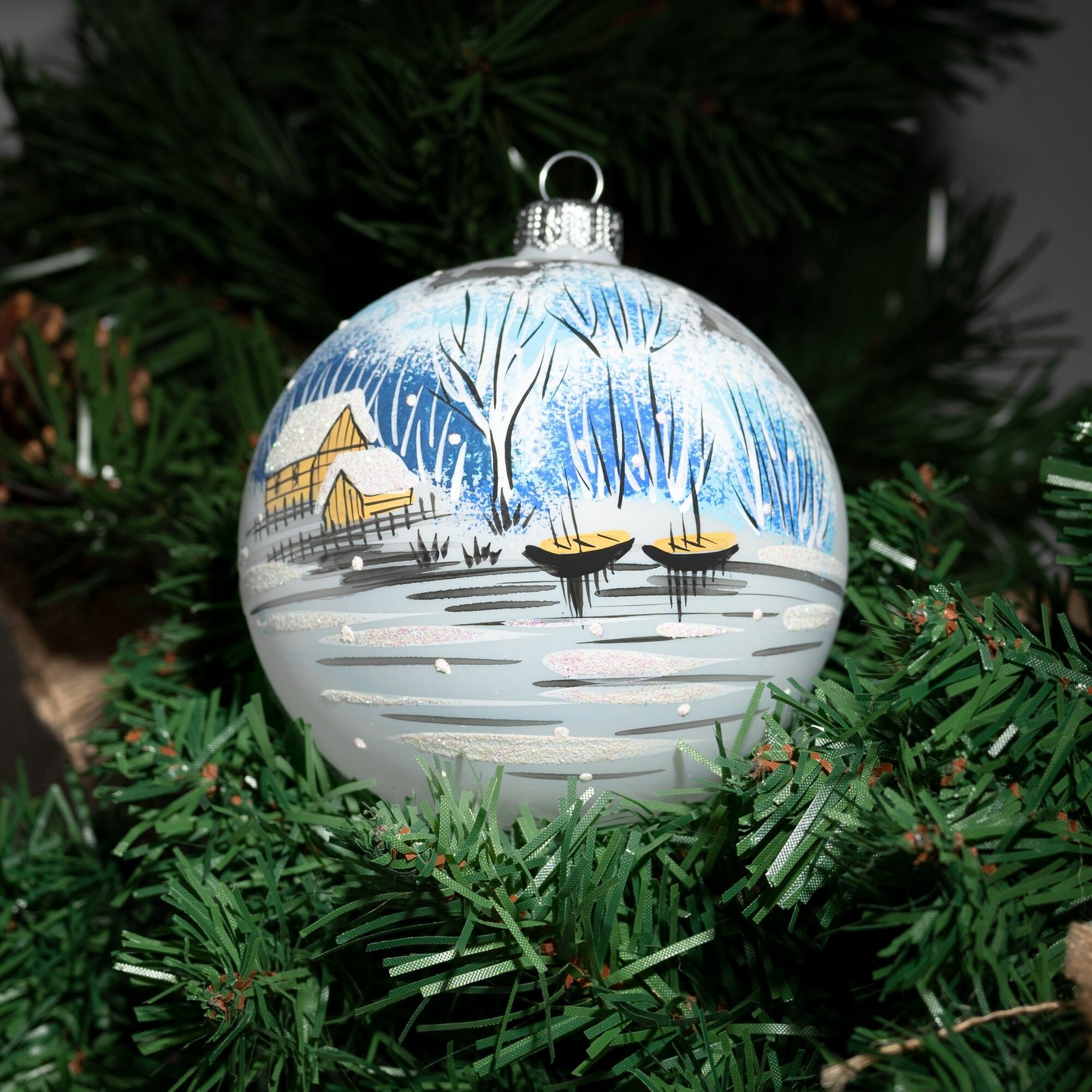 Шар на елку "На закате зимы" 100мм