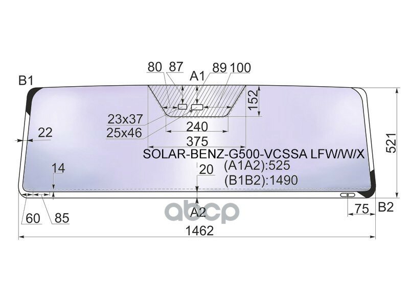 Стекло лобовое (Атермальное/ Антенна/ Датчик дождя) Mercedes-Benz G-Class 89-12 XYG арт. SOLAR-BENZ-G500-VCSSA LFW/W/X