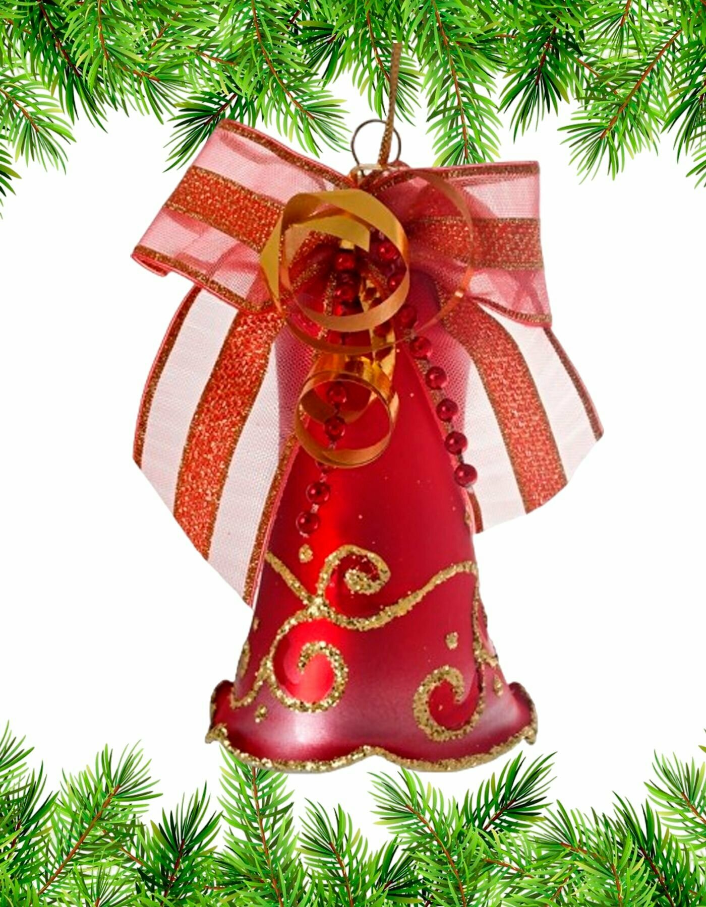 Игрушка на елку Колокольчик Праздничный красный