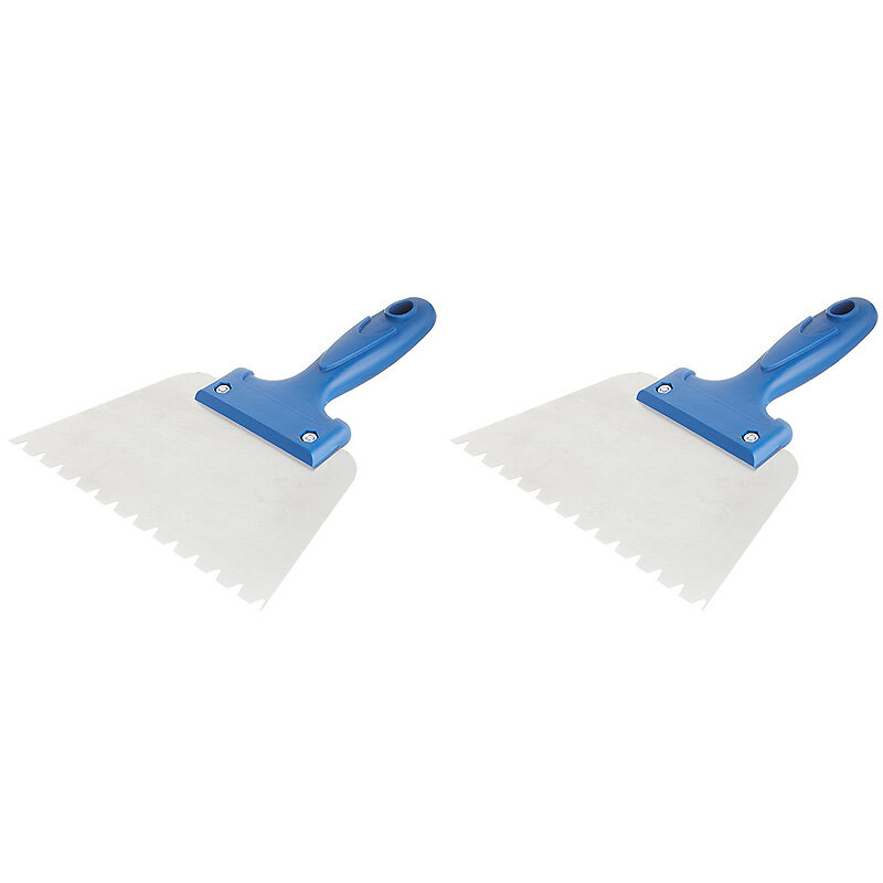 Шпатель для клея зубчатый 180 мм В10 нержавеющая сталь с пластиковой ручкой (2 шт.)
