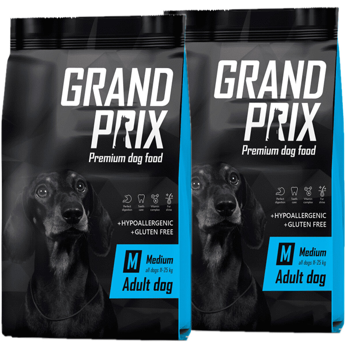 GRAND PRIX MEDIUM ADULT для взрослых собак средних пород с курицей (2,5 + 2,5 кг)