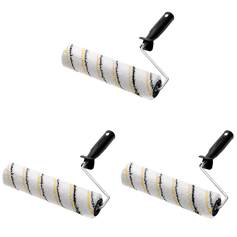 Валик малярный микрофибра 250 мм стержень 6 мм d42 мм ворс 9 мм для водной основы с ручкой (3 шт.)