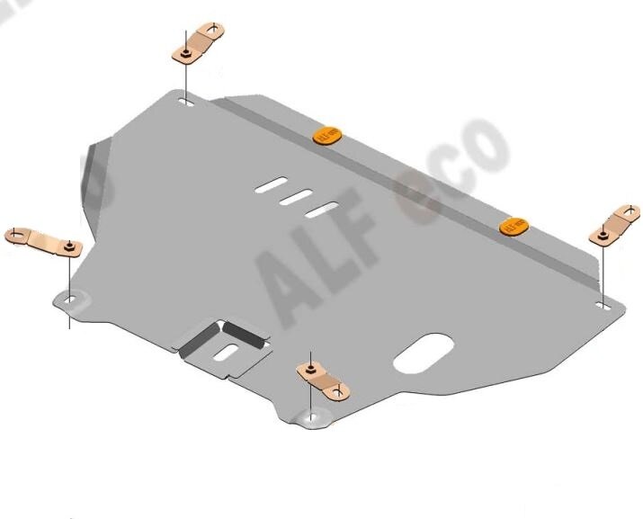 Защита ALFeco картера двигателя и кпп для Citroen Nemo 2007-, V-1,4 disel/Fiat Fiorino Qubo 2007-, V-1,4 disel (сталь 2 мм) арт. ALF0607st