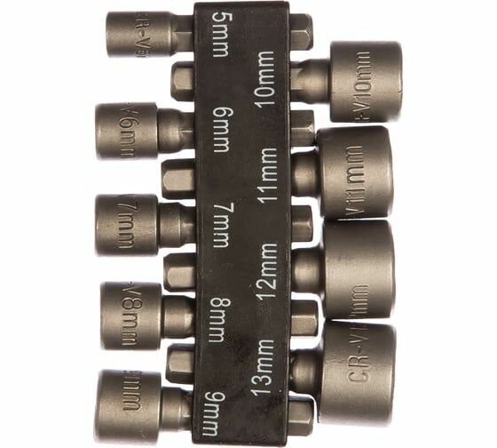 Набор усиленных головок, CrV, 9 шт, 5-13 мм FIT IT 57915