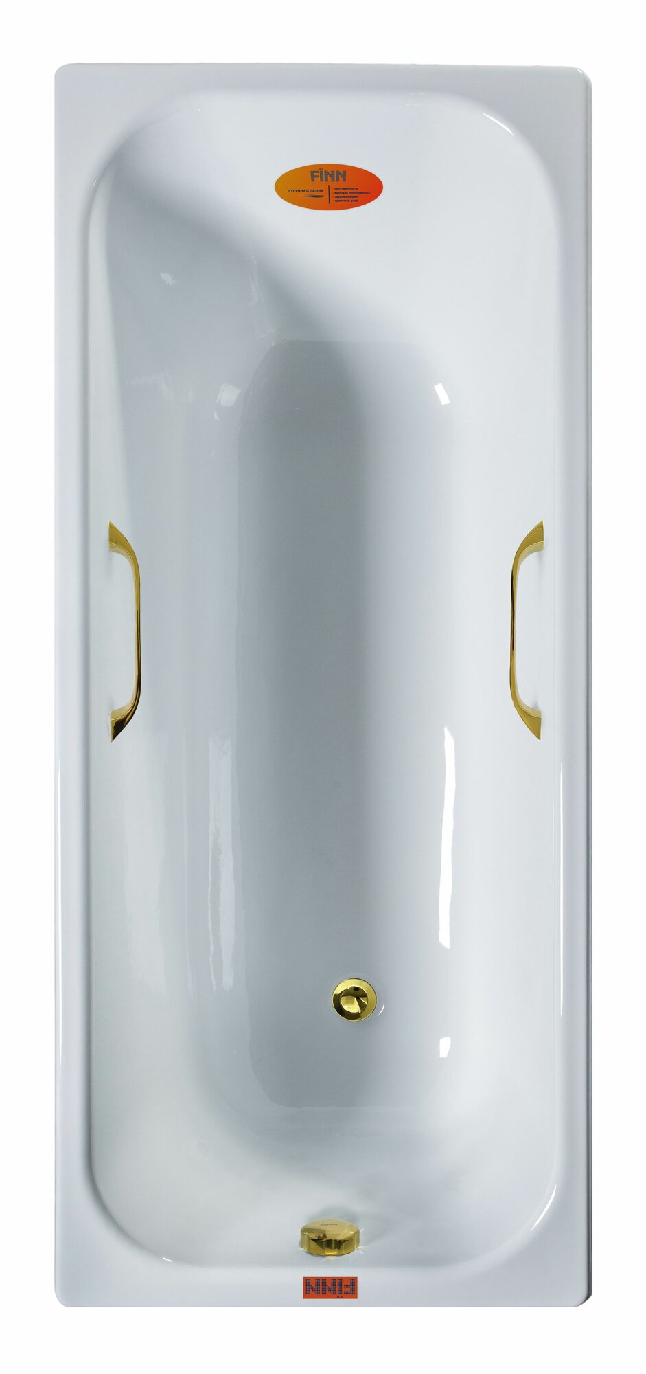 Чугунная ванна Finn Sonata 170x70x44 с квадратными золотыми ручками