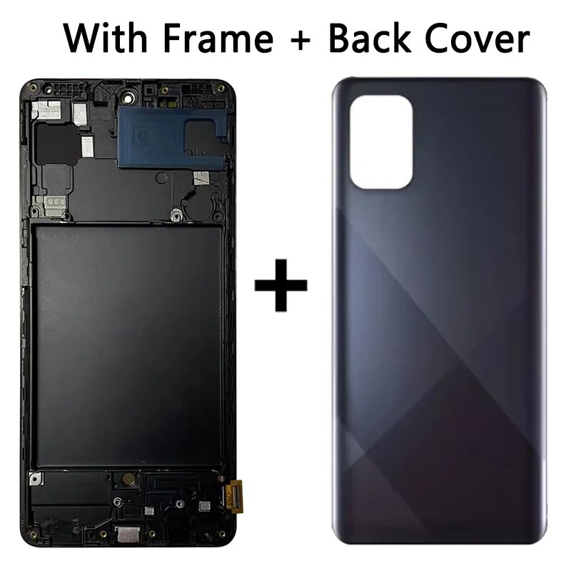 Супер AMOLED для Samsung A71 A715 ЖК-дисплей с сенсорным экраном отпечатков Frame Black Cover