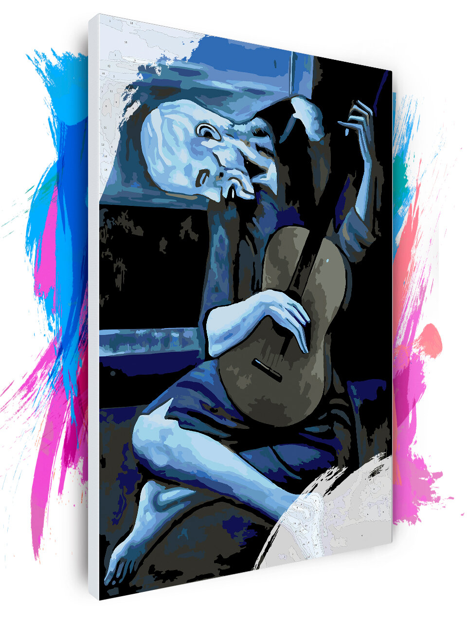 Картина по номерам на холсте Пабло Пикассо - Старый гитарист, 100 х 150 см