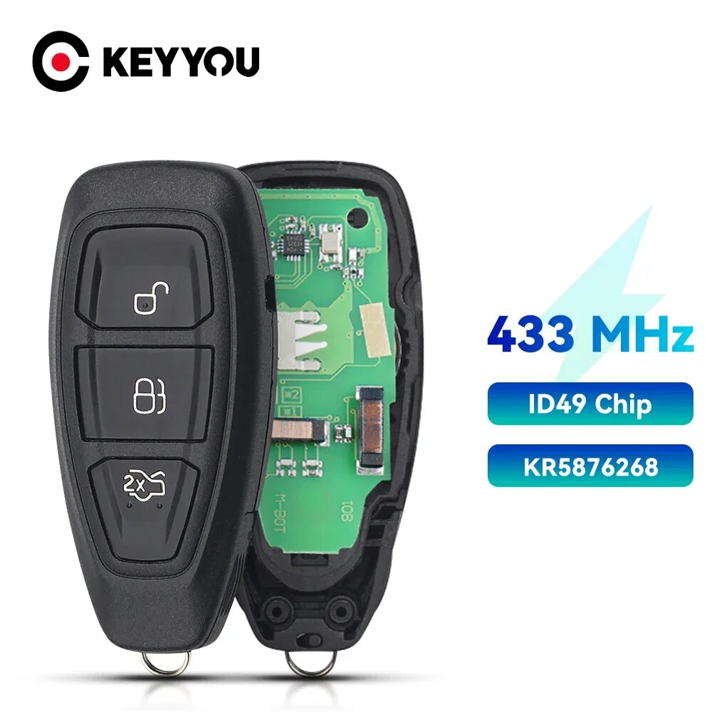 KEYYOU 434/433 МГц 4D83 чип KR55WK48801 3 кнопки Автомобильный ключ дистанционного управления для Ford Focus C-Max Mondeo Kuga Fiesta B-Max with ID49 chip