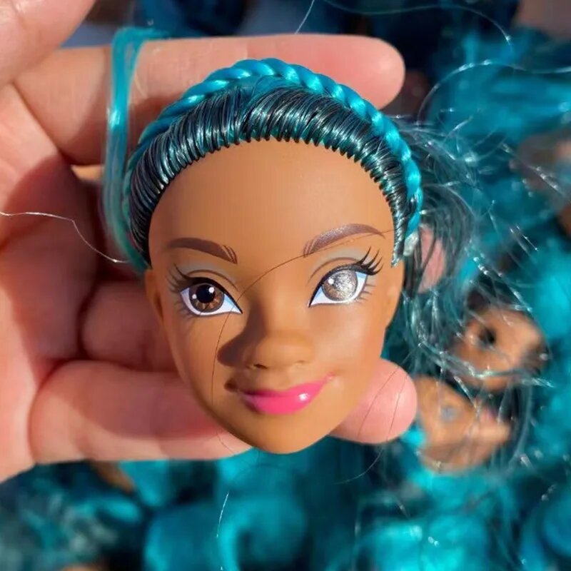 Кукольные головы принцесс из резины Бирюзовый, green hair head
