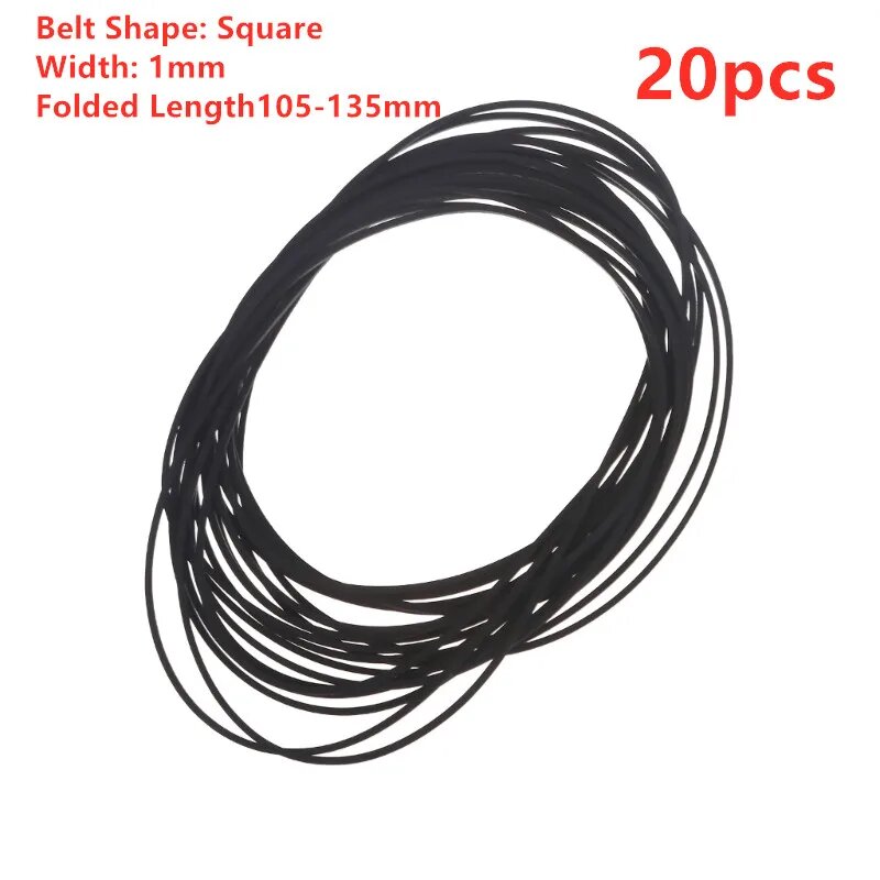 20шт резиновых ремней Square 1mm, Folded Length 105-135mm, Цвет: G