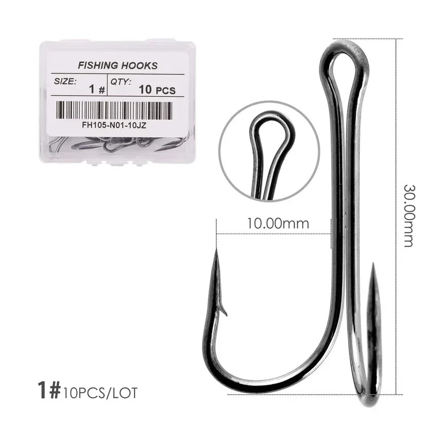 Двойные рыболовные крючки Aorace Size 1 - 10PCS