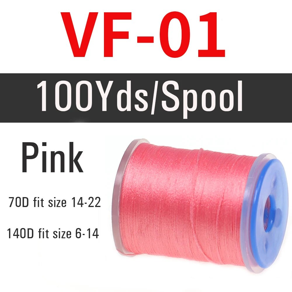 Нить для вязания мух Vtwins VF-01, Розовый, 70D/140D, 100Yds