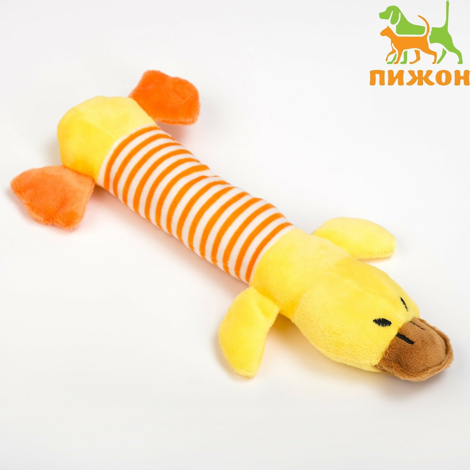 Игрушка для собак Пижон "Утенок", мягкая, в виде птицы, жёлтая, 24см, 1 шт