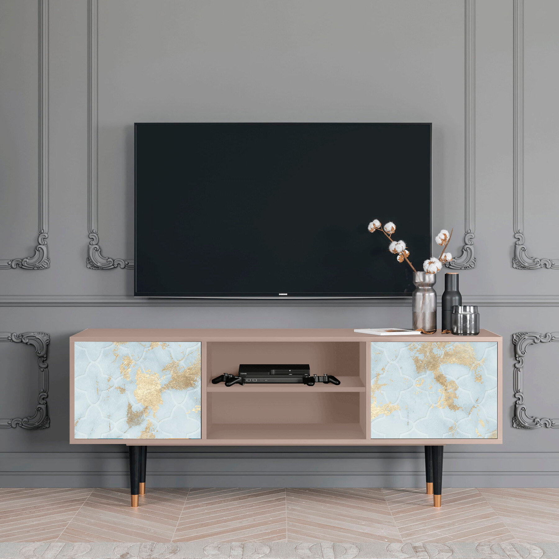 ТВ-Тумба - STORYZ - T2 Golden Waves, Размер - 170 x 69 x 48 см, Цвет корпуса - , Бежевый