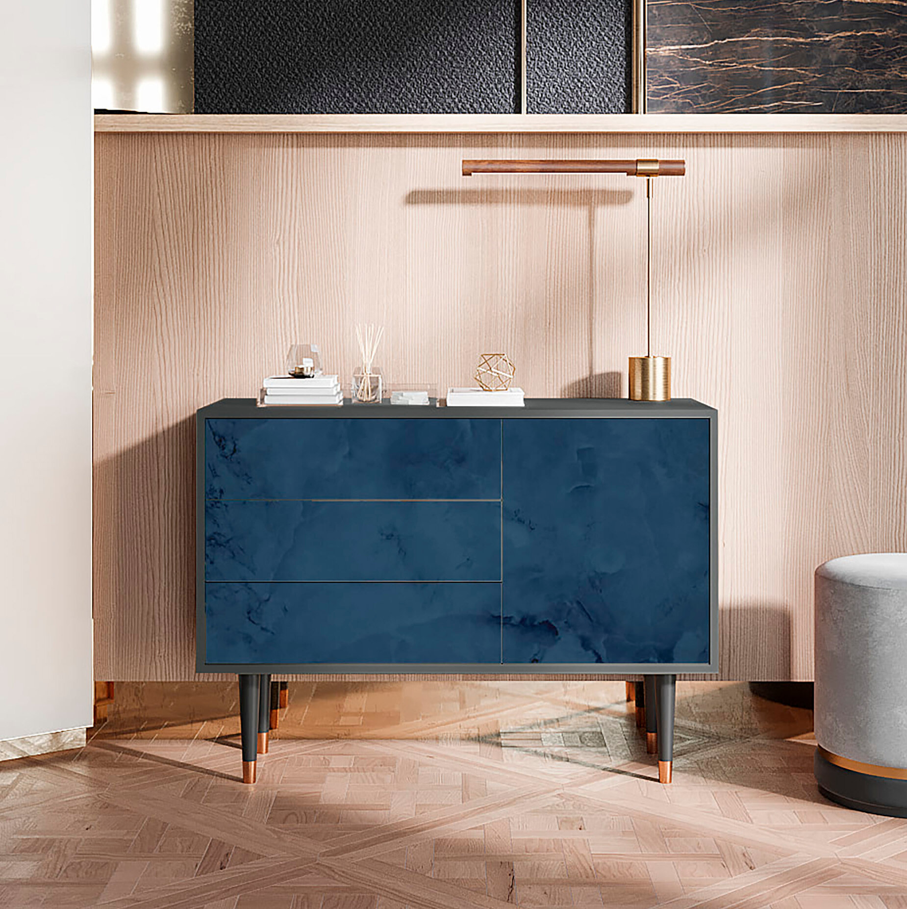 Комод - STORYZ - S3 Endless Galaxi, Размер - 115 x 84 x 41 см, Цвет корпуса - , Антрацит