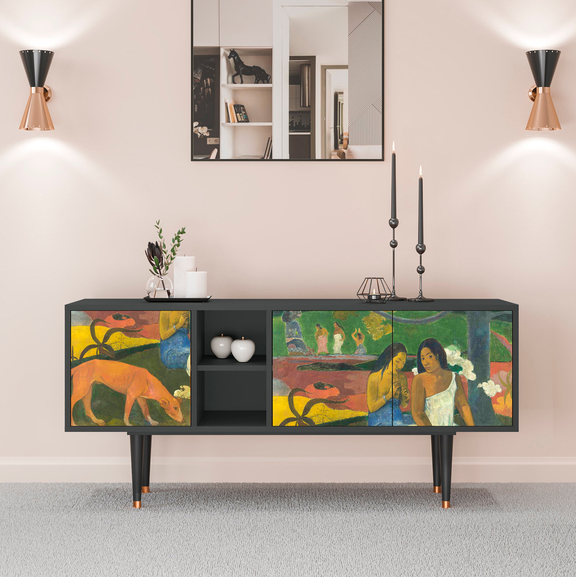 ТВ-Тумба - STORYZ - T5 Arearea by Paul Gauguin, Размер - 150 x 69 x 41 см, Цвет корпуса - , Антрацит