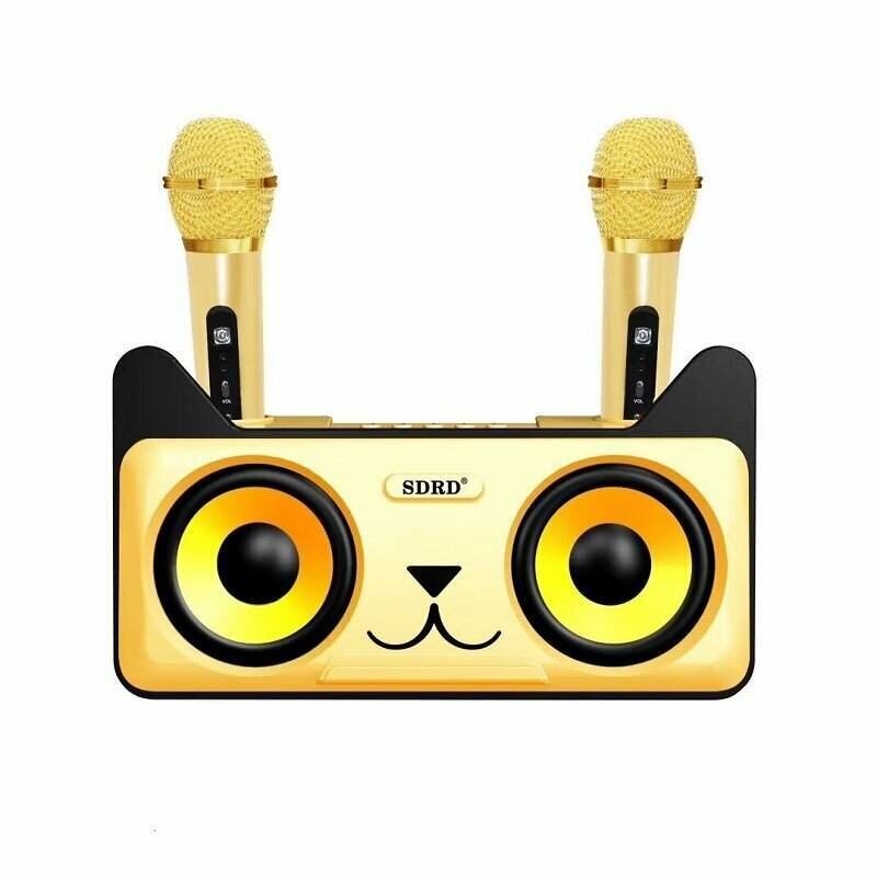 Беспроводная караоке система SDRD SD-305 Кот с 2 микрофонами (Золотая)