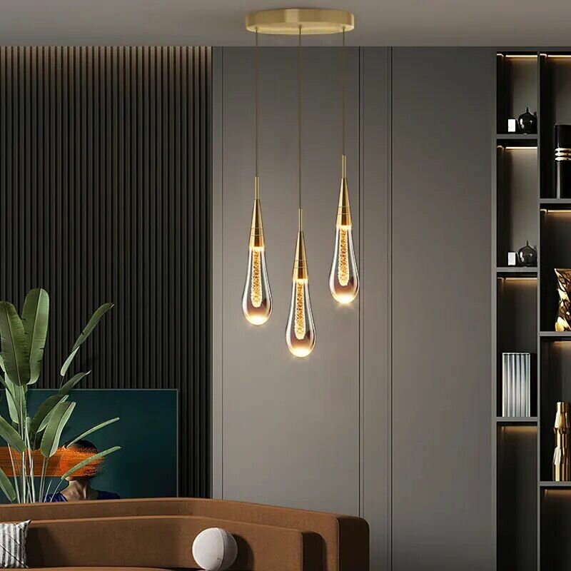 Современная светодиодная люстра с каплями воды, золотая кухня, люстра для зала отеля, декор для спальни