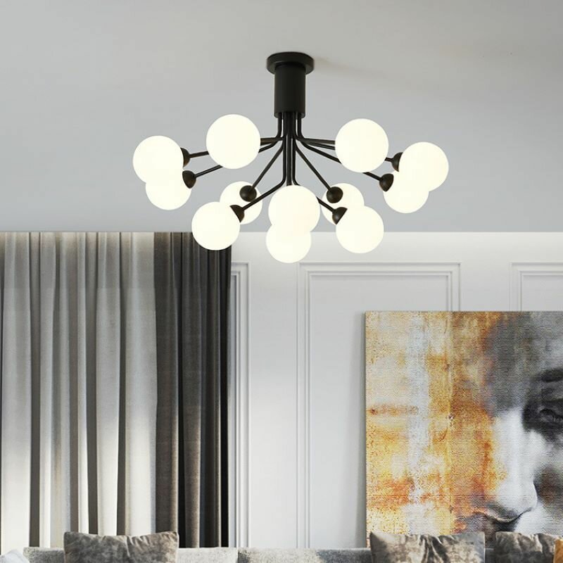 Светодиодные Светильники В Форме Букета, Современные Роскошные Потолочные Люстры Из Стеклянных Шаров, Подходящие Для Украшения Дома В Гостиных, Столовых И Спальнях.