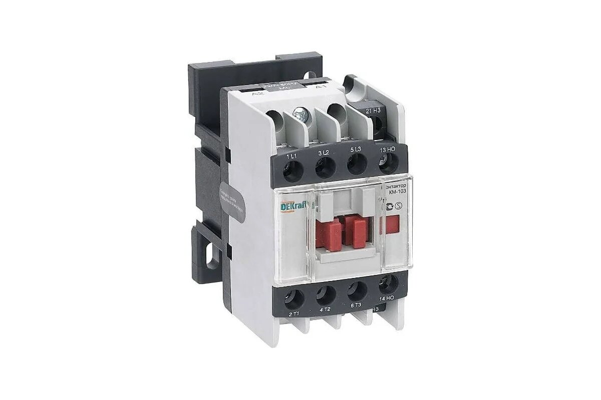 Dekraft Контактор КМ-103, 18 А, 380 В, АС3, 1НО+1НЗ 22114DEK