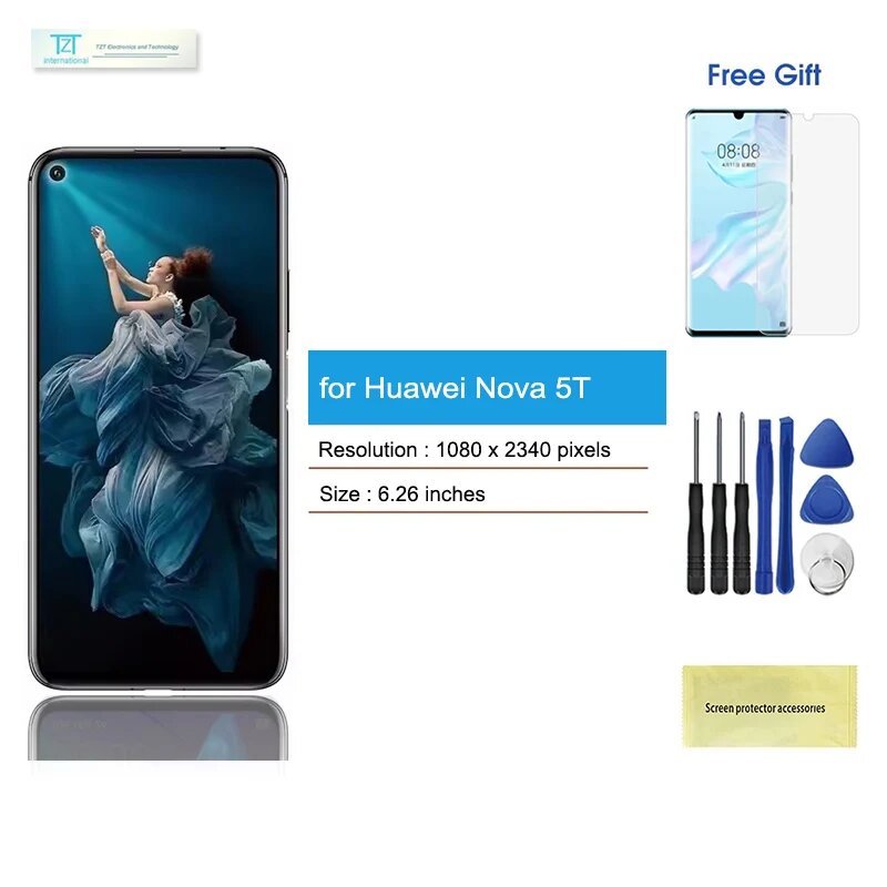 【Сделай сам-с рамкой】Высочайшее качество для Huawei Nova 5T ЖК-дисплей Замена сенсорного экрана оригинальный материал IPS - Black Frame