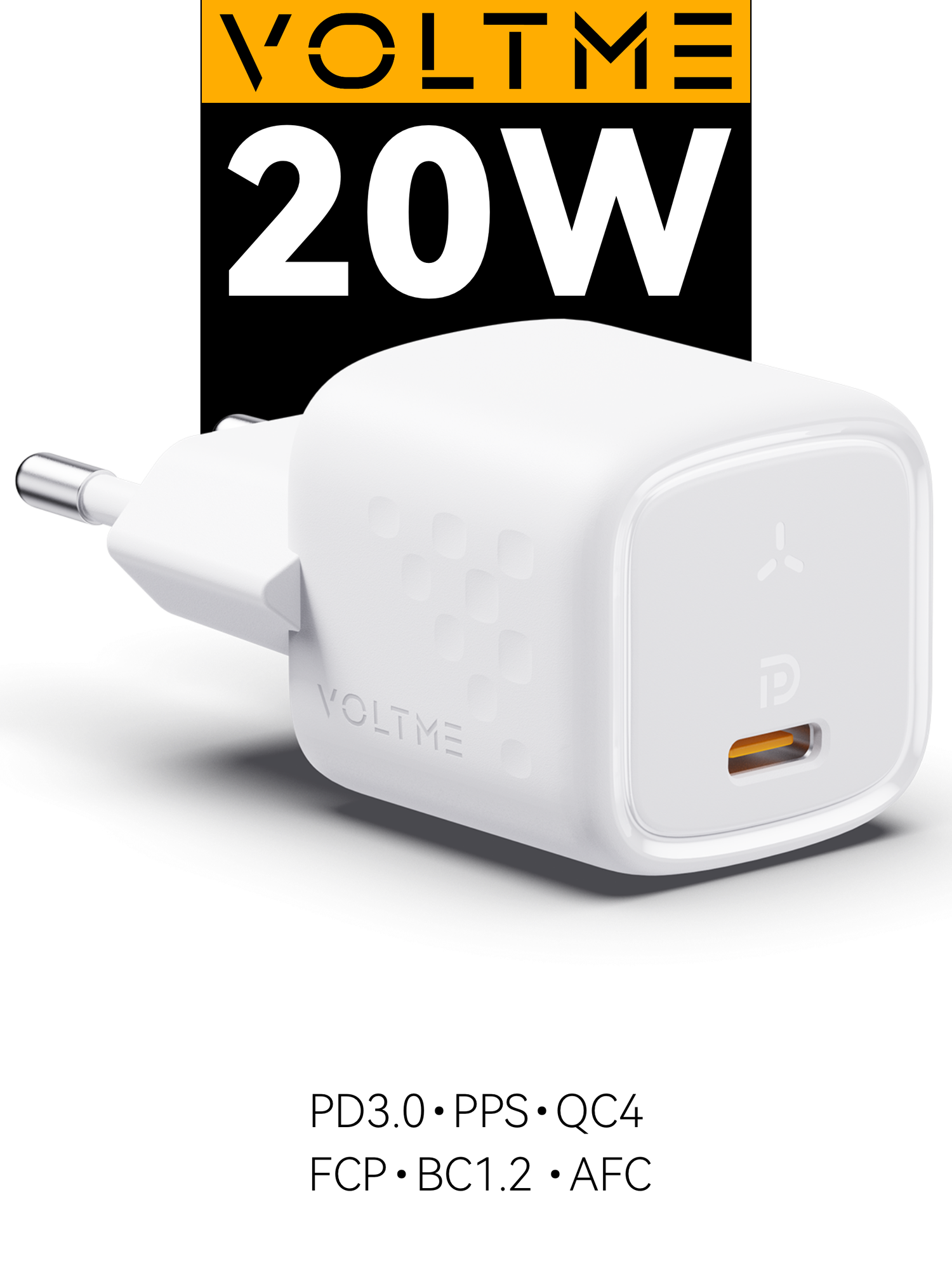 Зарядное устройство VOLTME Revo 20C mini, 20 Вт W, блок питания USB Type C, быстрая зарядка для телефона iPhone Samsung, адаптер белый Online Box