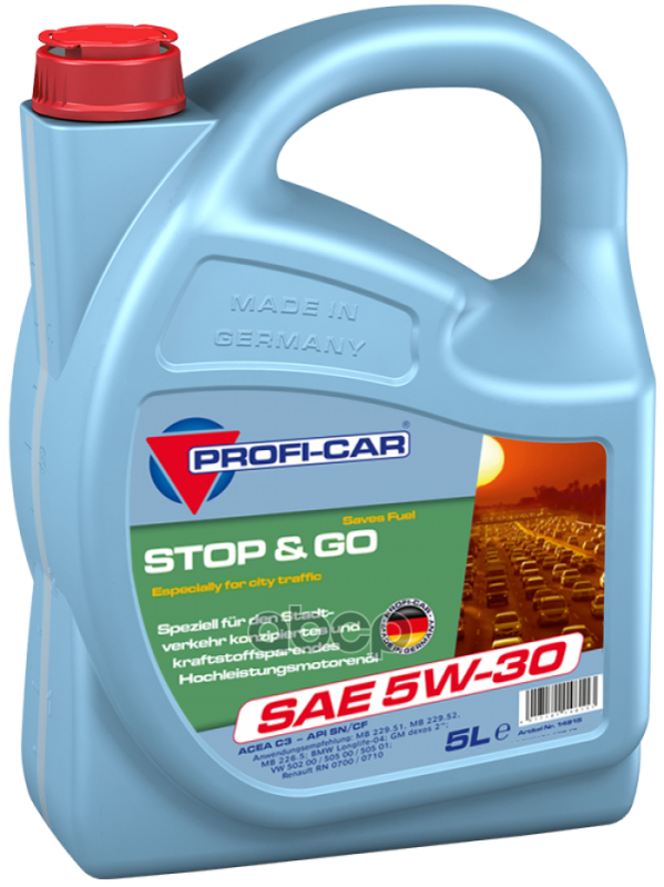 PROF 5W30 STOP&GO (5L) масло мотор! синтAPI SN/CF, ACEA C3, МВ 229.51/52/226.5, dex2, LL-04,50500/50501 PROFI-CAR арт. 14815