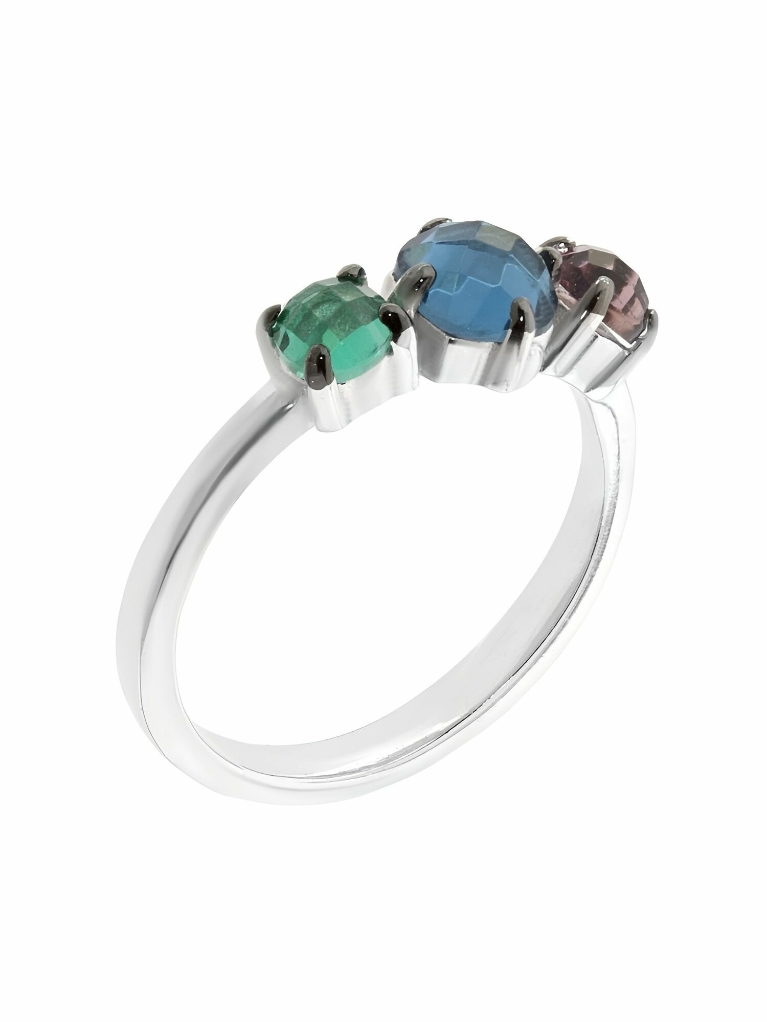 Кольцо тонкое, серебро, 925 проба, родирование, фианит