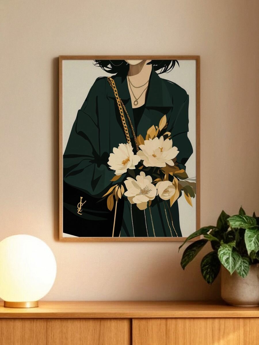 Постер на стен 30х40 Цветы и YSL интерьерный, на бумаге, без рамы